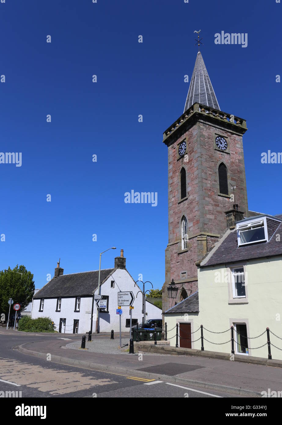 Milnathort street scene with town hall Scotland May 2016 Stock Photo ...