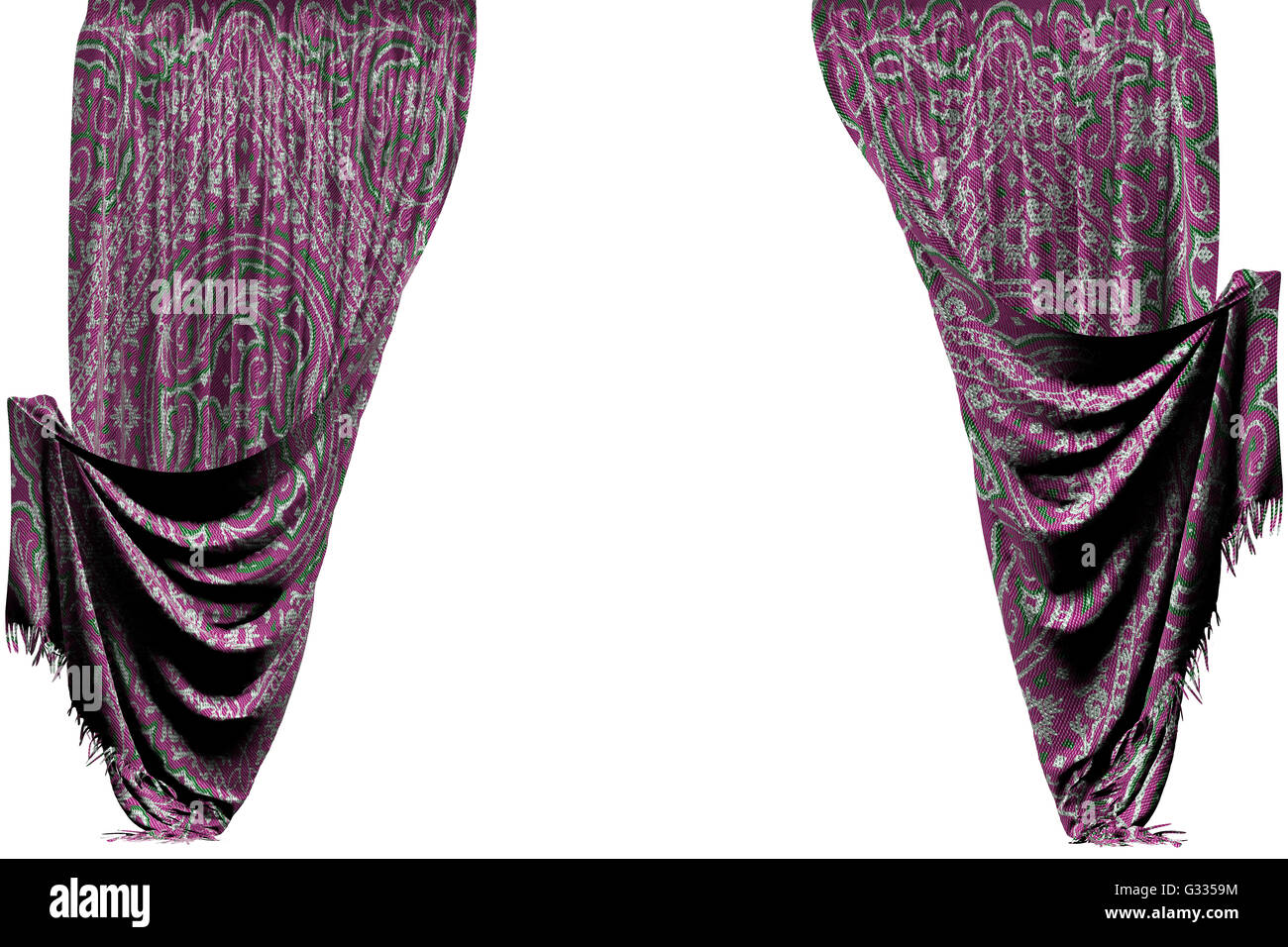 Curtain with pattern. Isolated on white background. Include clipping ...