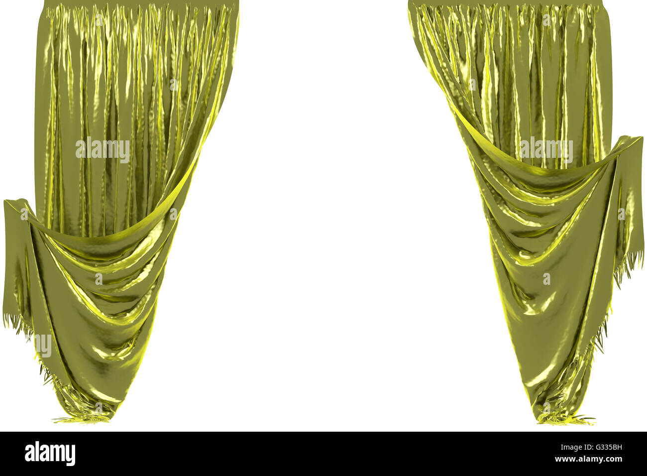 Gold curtain. Isolated on white background. Include clipping path. 3D ...