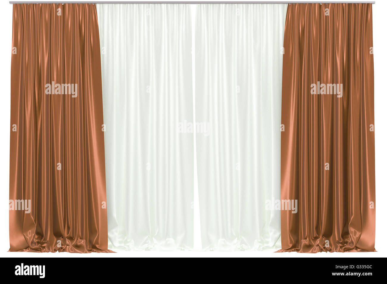 Curtains isolated on white background. Include clipping path. 3D ...