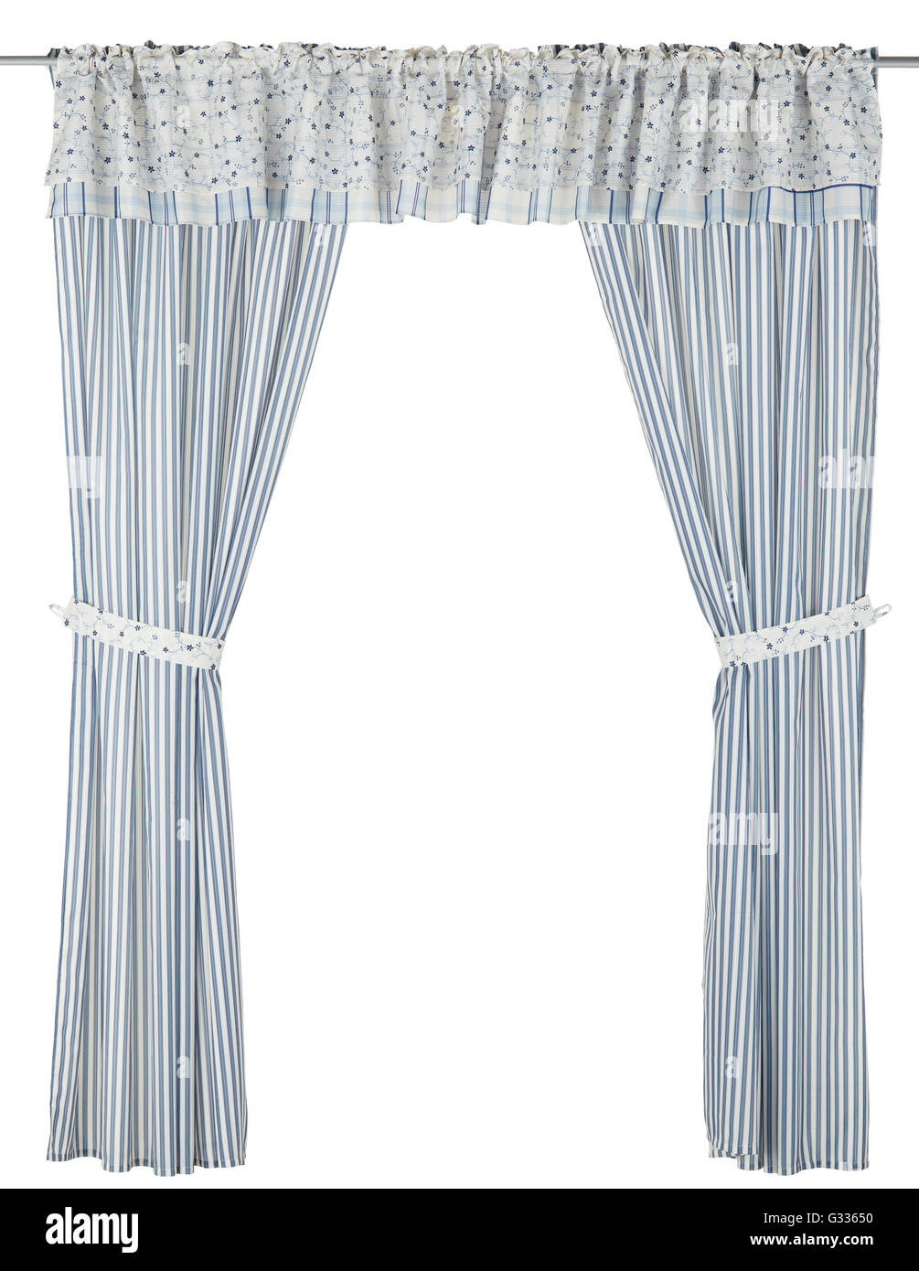 Blue floral curtain Cut Out Stock Images & Pictures - Alamy