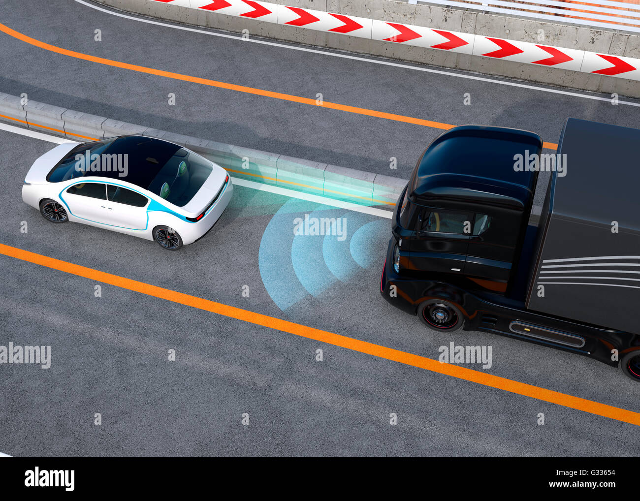 Automatic braking system concept. 3D rendering image Stock Photo - Alamy