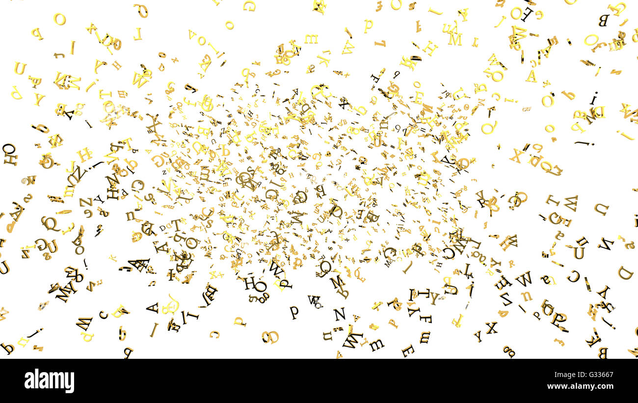 Falling letters. Isolated on white background. Include clipping path ...