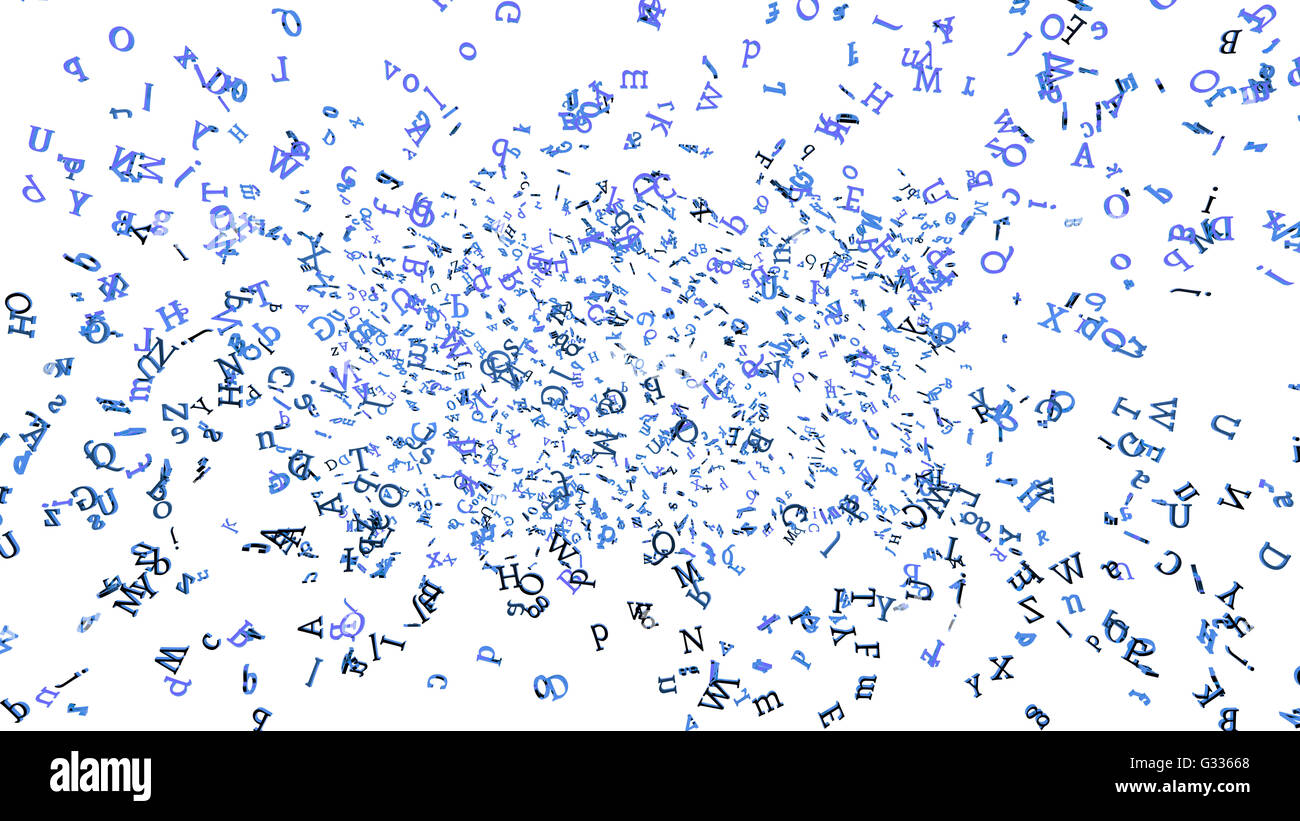 Falling letters. Isolated on white background. Include clipping path ...