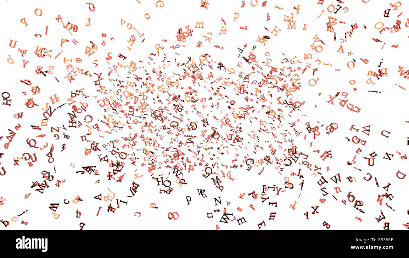 Falling letters. Isolated on white background. Include clipping path ...