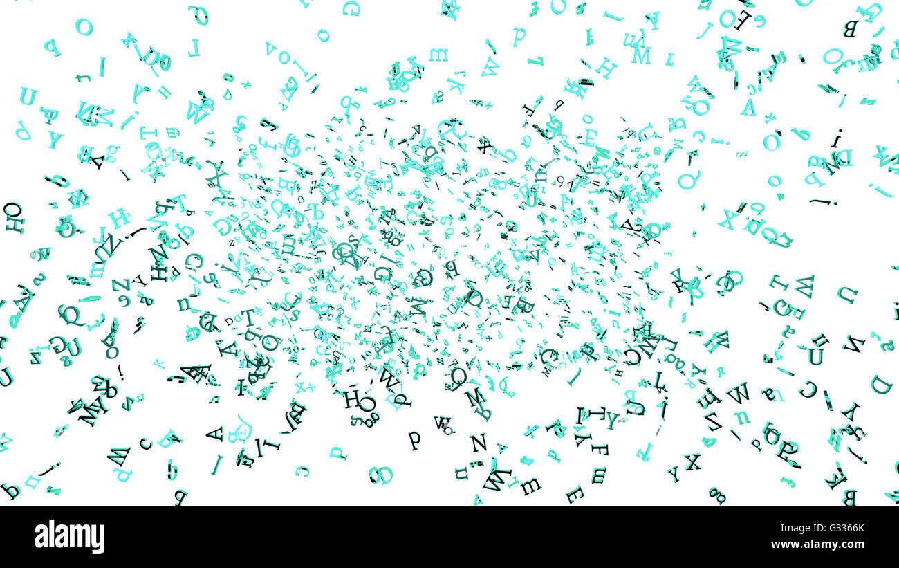 Falling letters. Isolated on white background. Include clipping path ...