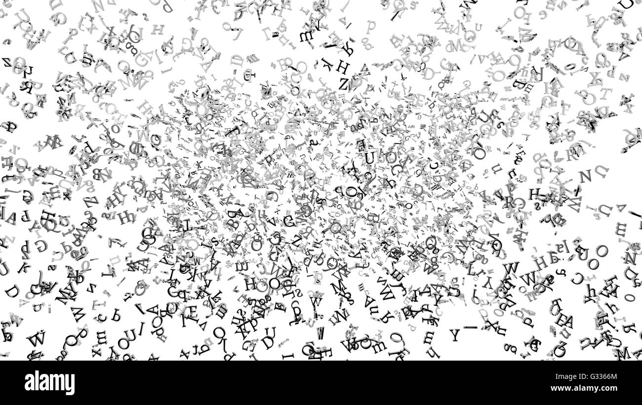 Falling letters. Isolated on white background. Include clipping path ...