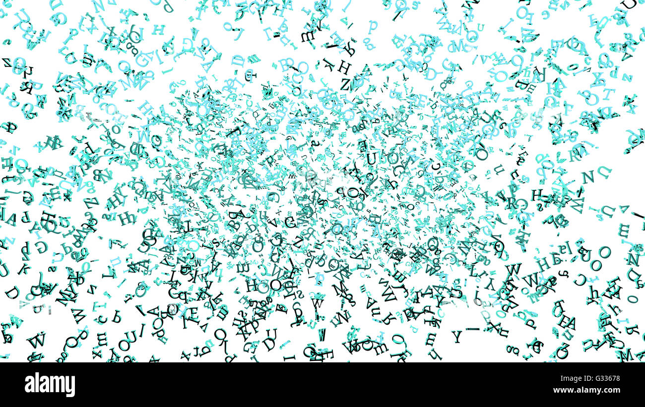 Falling letters. Isolated on white background. Include clipping path ...