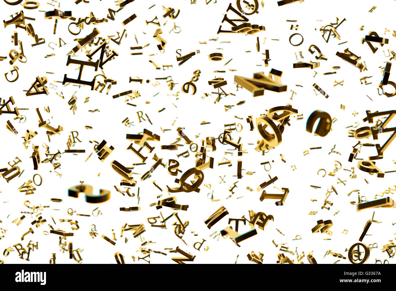 Flying letters. Isolated on white background. Include clipping path. 3d ...