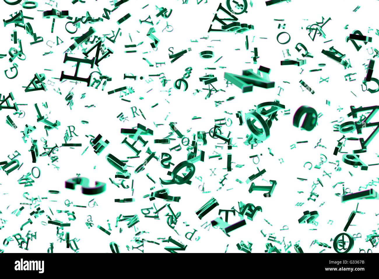 Flying letters. Isolated on white background. Include clipping path. 3d ...