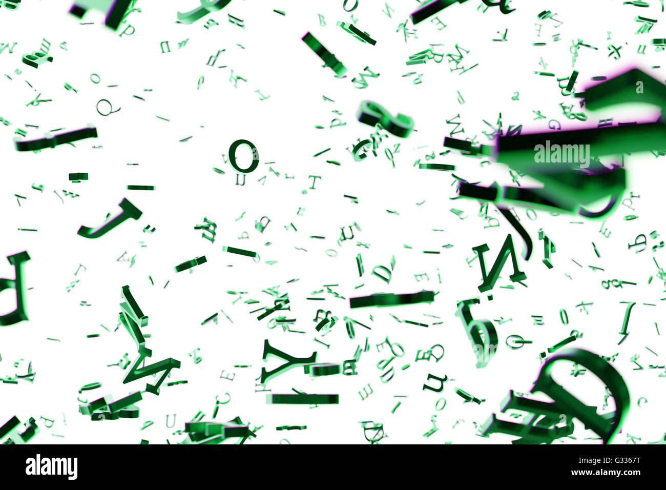 Flying letters. Isolated on white background. Include clipping path. 3d ...