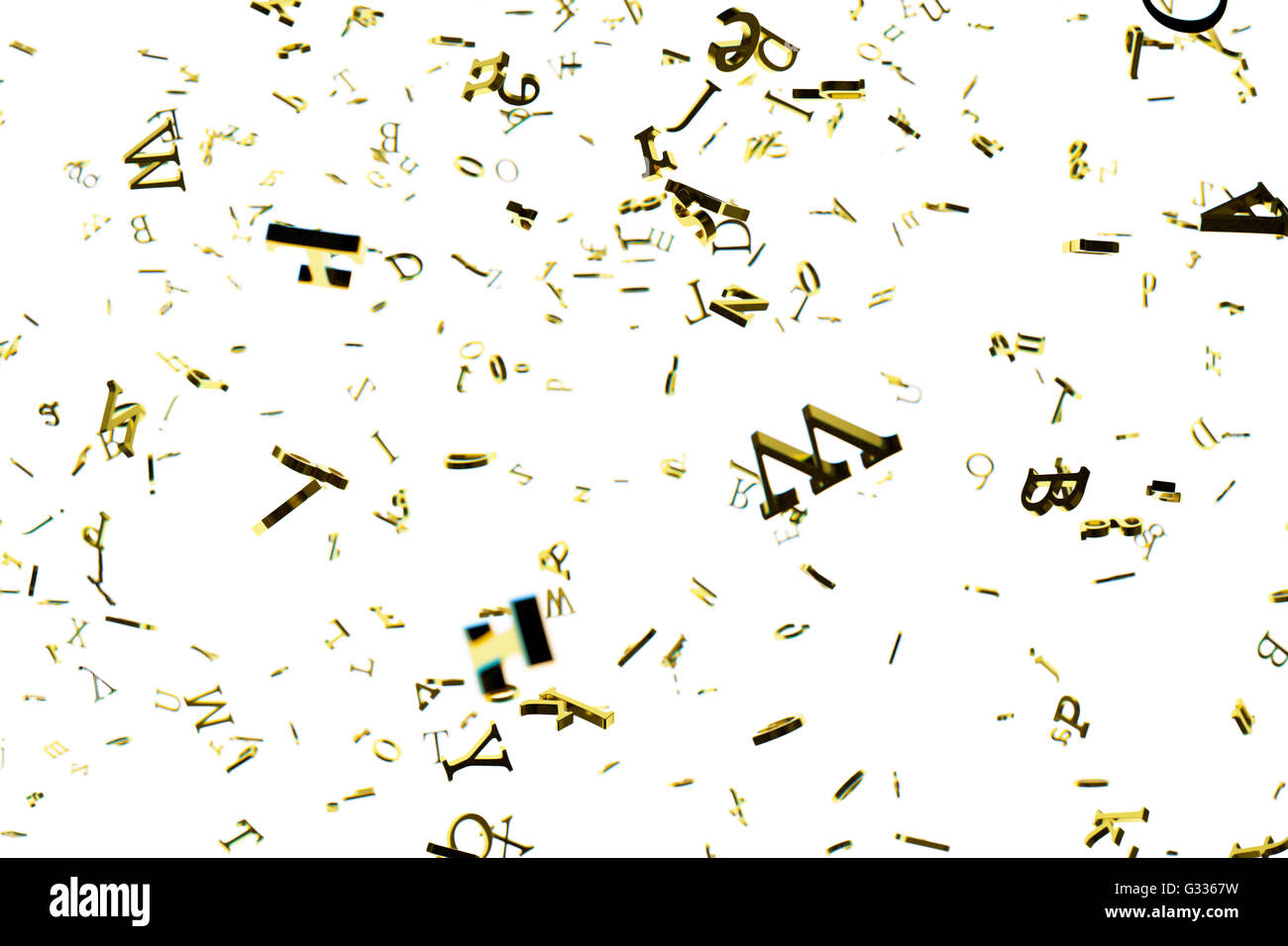 Flying letters. Isolated on white background. Include clipping path. 3d ...