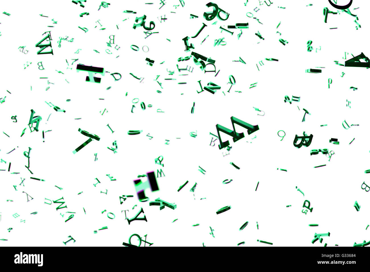 Flying letters. Isolated on white background. Include clipping path. 3d ...