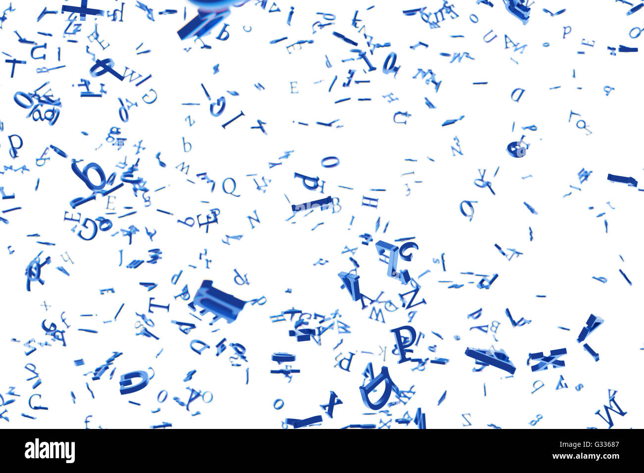 Flying letters. Isolated on white background. Include clipping path. 3d ...