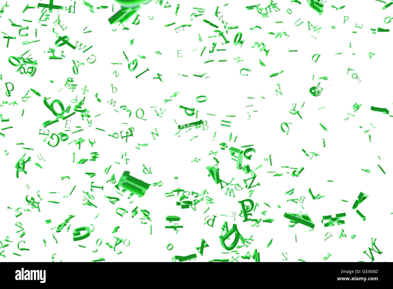 Flying letters. Isolated on white background. Include clipping path. 3d ...