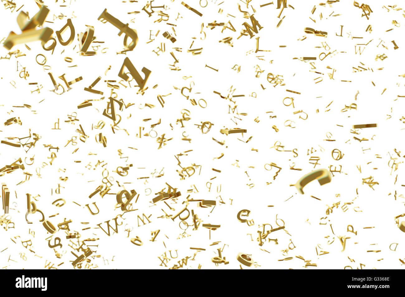 Flying letters. Isolated on white background. Include clipping path. 3d ...