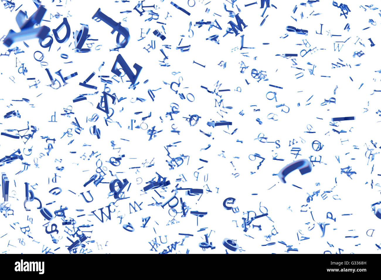 Flying letters. Isolated on white background. Include clipping path. 3d ...