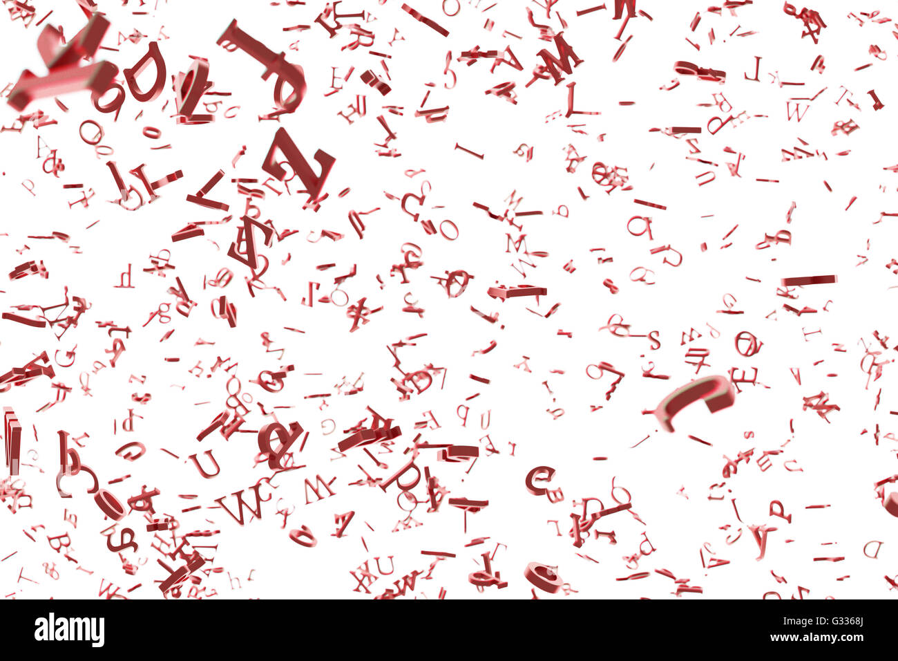 Flying letters. Isolated on white background. Include clipping path. 3d ...