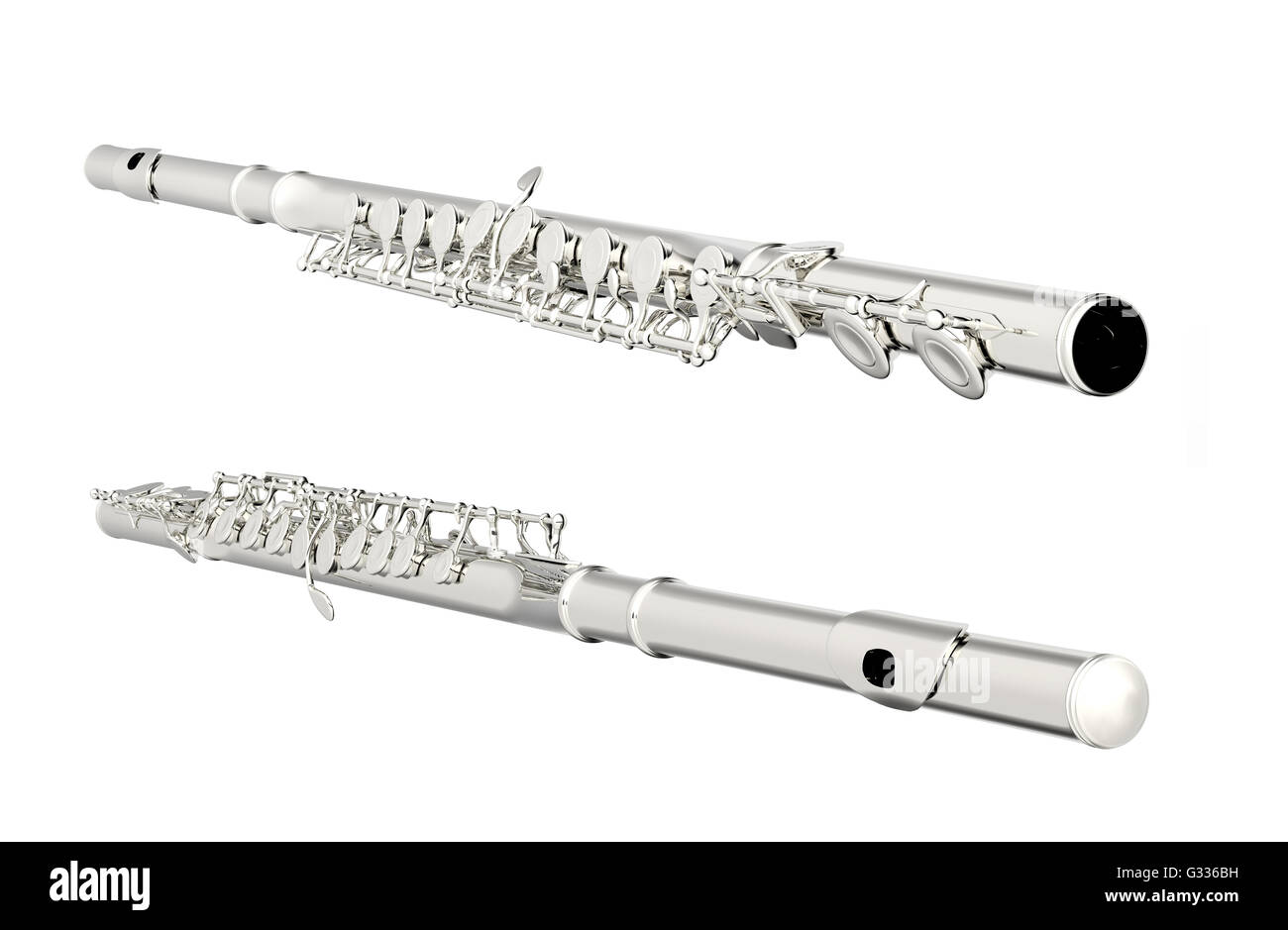 Concert flute. Isolated on white background. Include clipping path. 3d ...