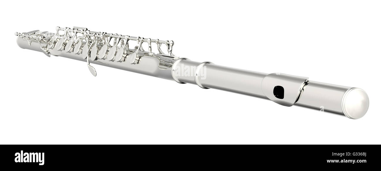 Concert flute. Isolated on white background. Include clipping path. 3d ...