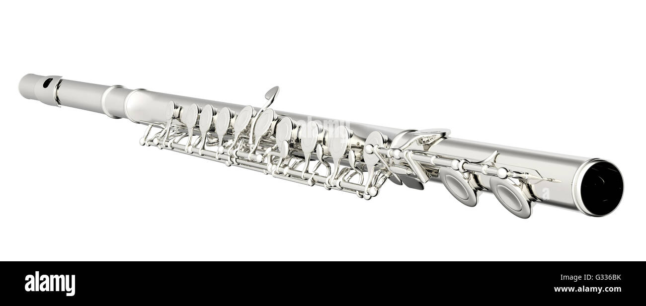 Concert flute. Isolated on white background. Include clipping path. 3d ...