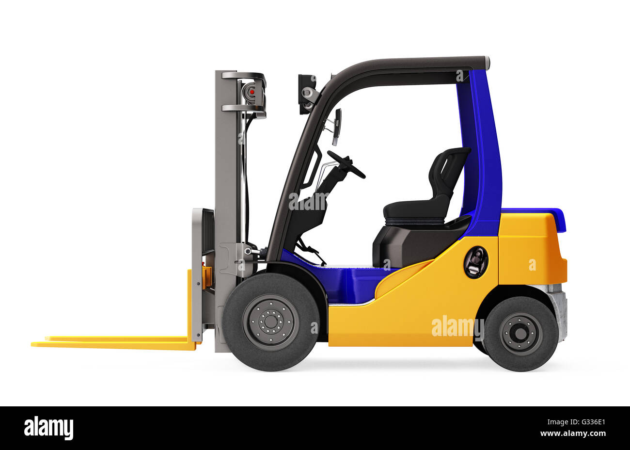 Forklift. Isolated on white background. Include clipping path. 3d ...