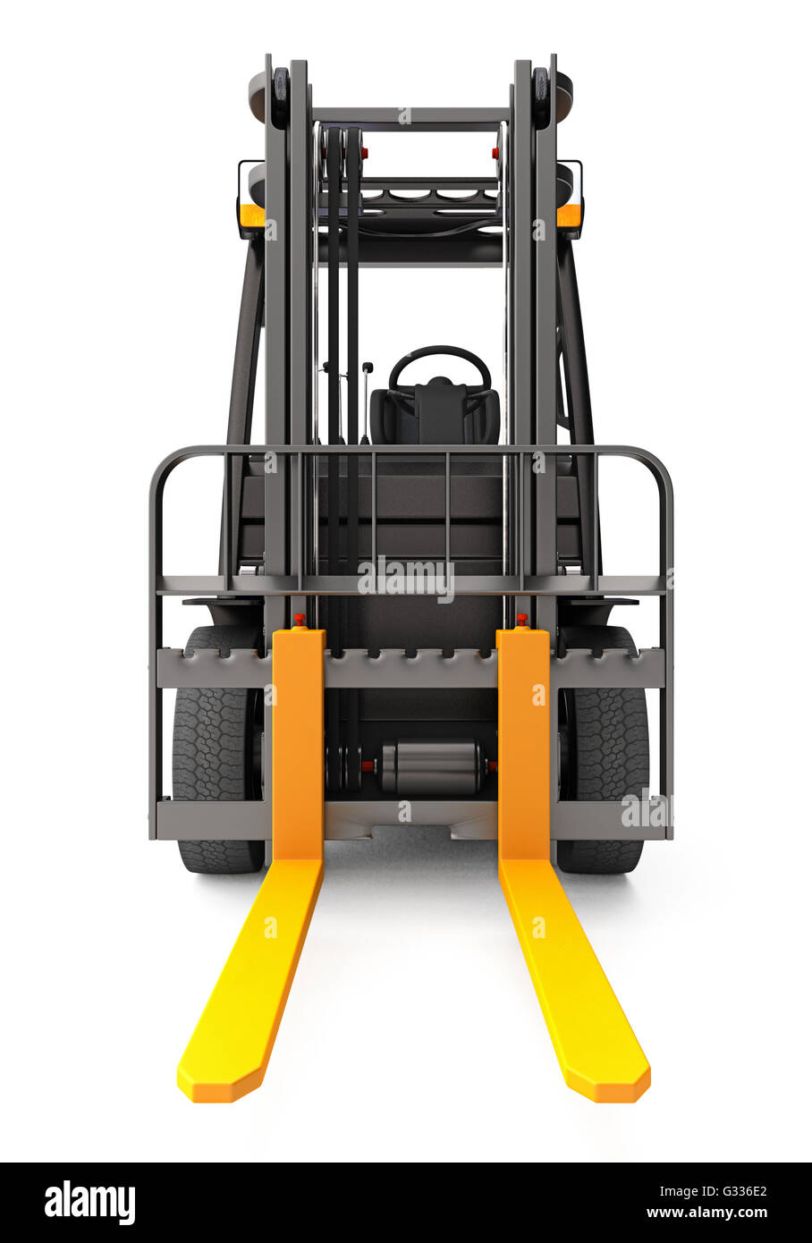 Forklift. Isolated on white background. Include clipping path. 3d ...