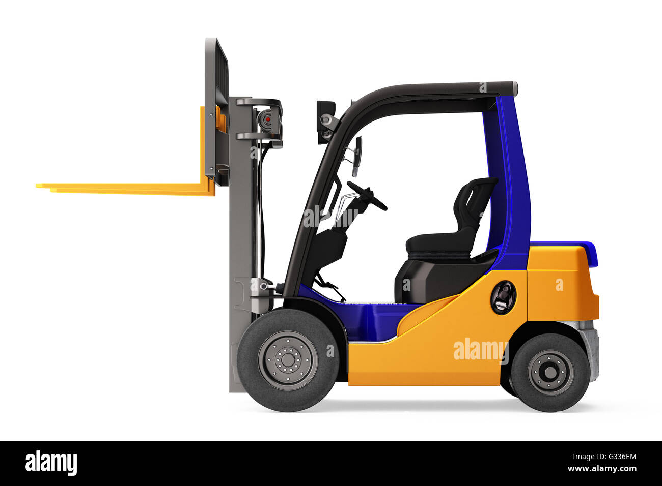 Forklift. Isolated on white background. Include clipping path. 3d ...