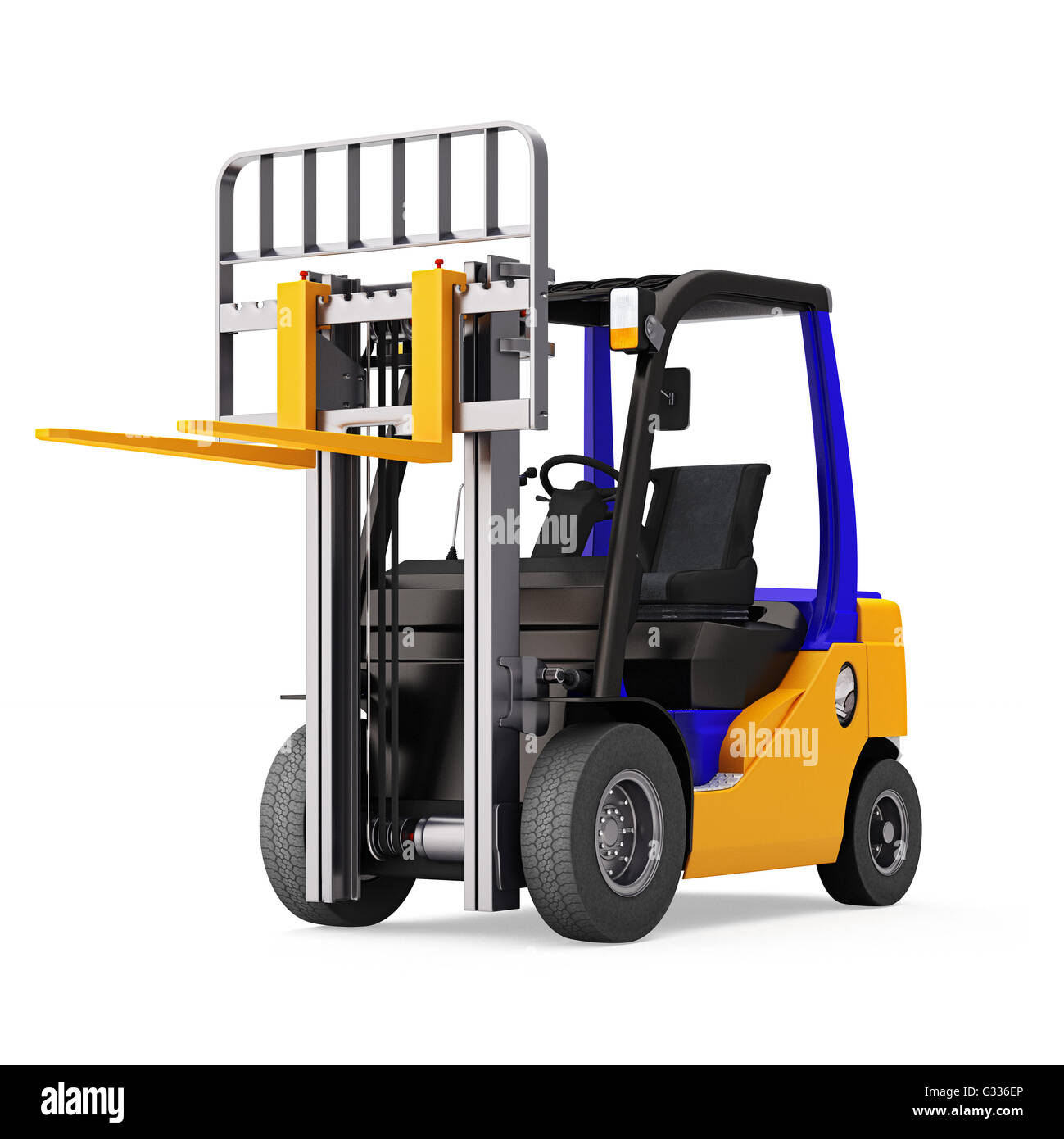 Forklift. Isolated on white background. Include clipping path. 3d ...