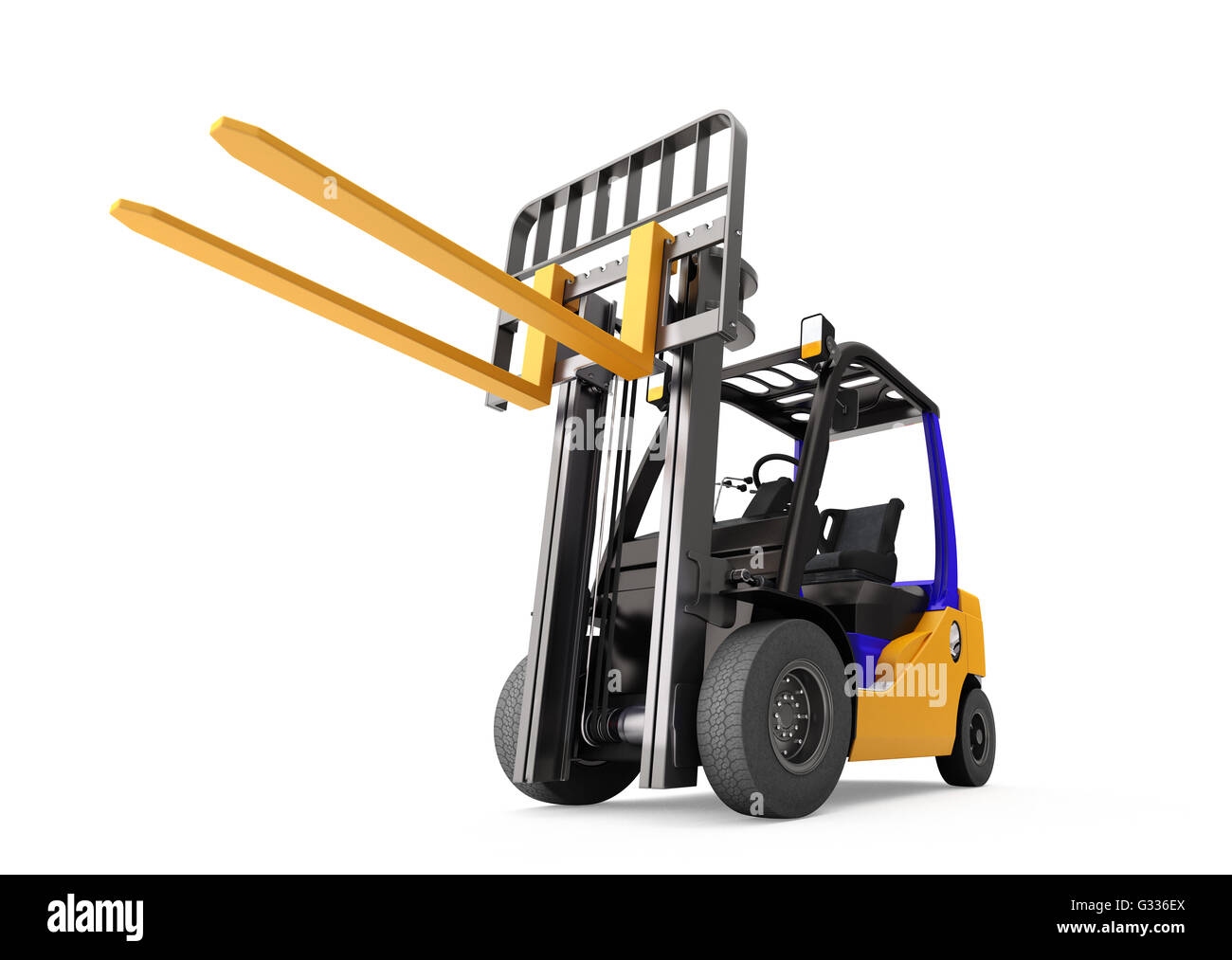 Forklift. Isolated on white background. Include clipping path. 3d ...