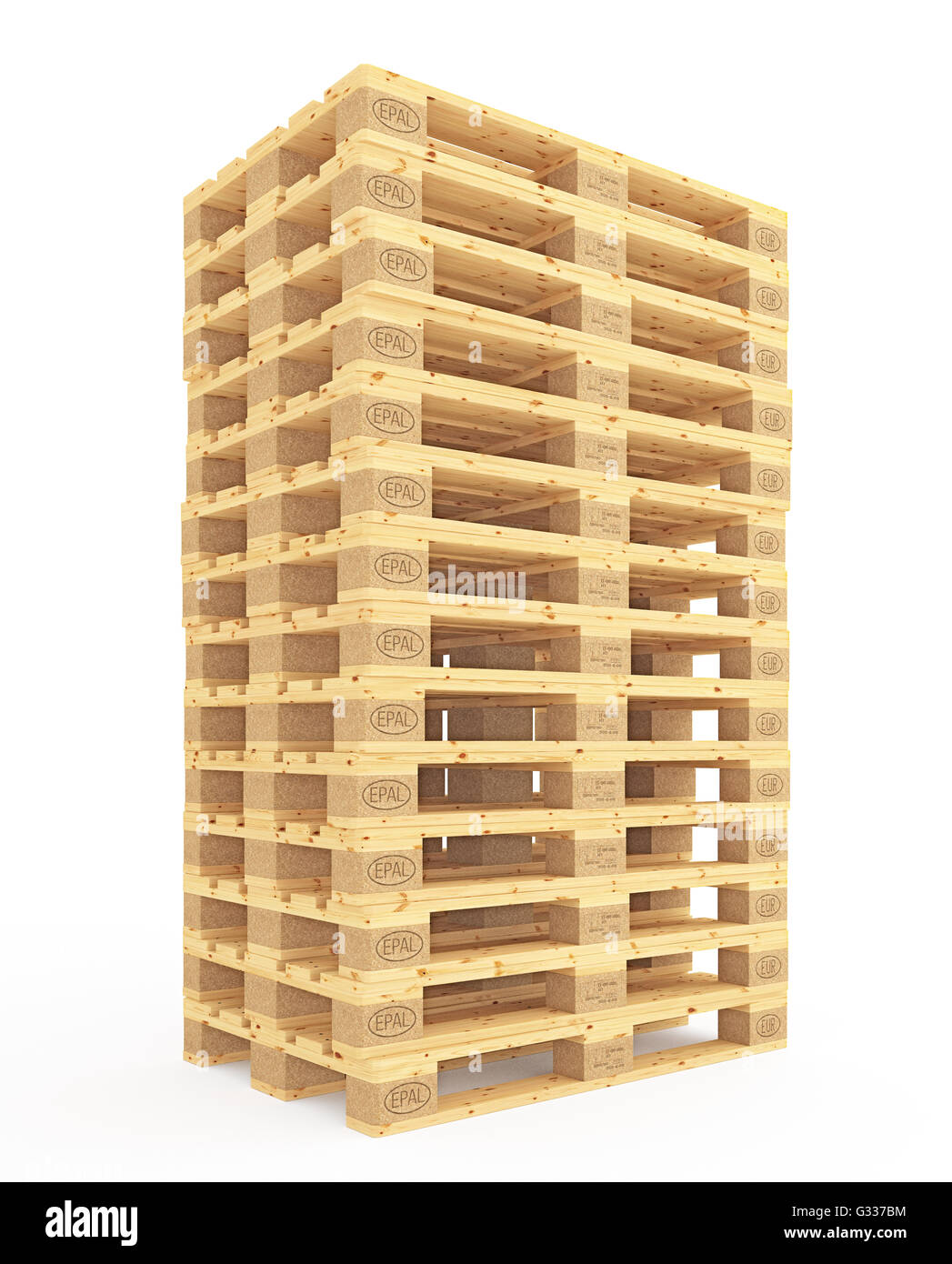 Euro pallets. Isolated on white background. Include clipping path. 3d ...