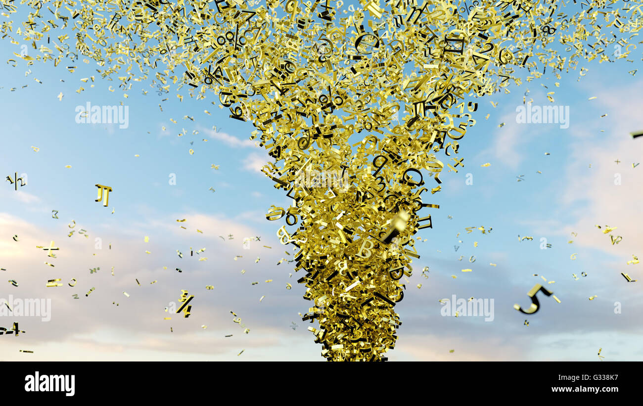 Flying numbers and math symbols. Include clipping path. 3d illustration ...