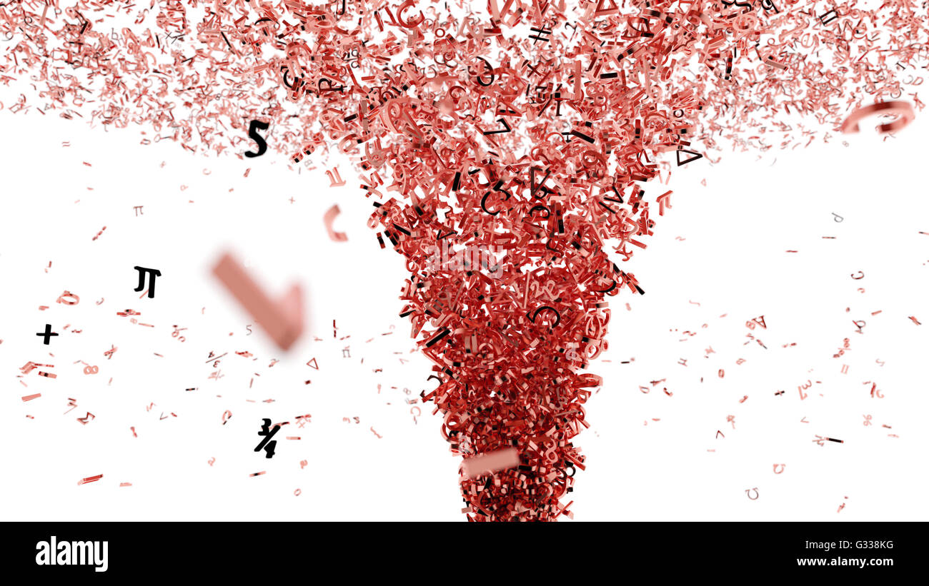 Flying numbers and math symbols. Isolated on white background. Include ...