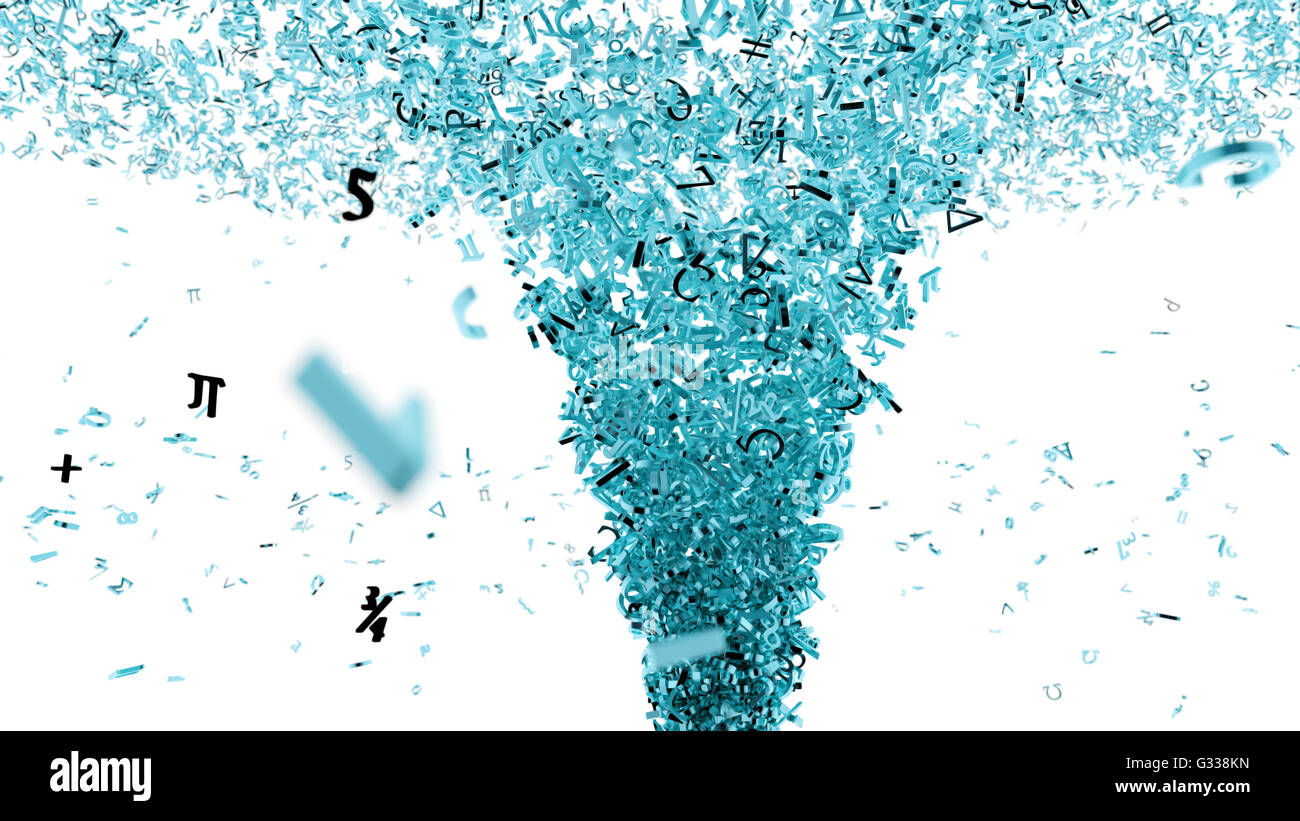 Flying numbers and math symbols. Isolated on white background. Include ...