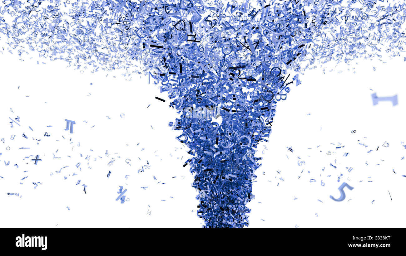 Flying numbers and math symbols. Isolated on white background. Include ...