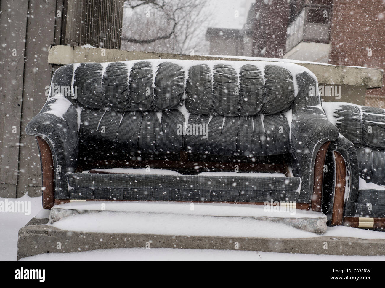 Couch in snow Stock Photo - Alamy