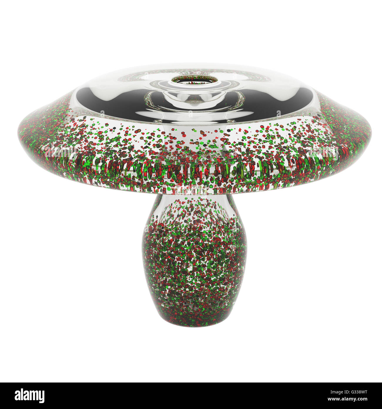 Empty glass vase isolated on white background. Colorful crystals ...