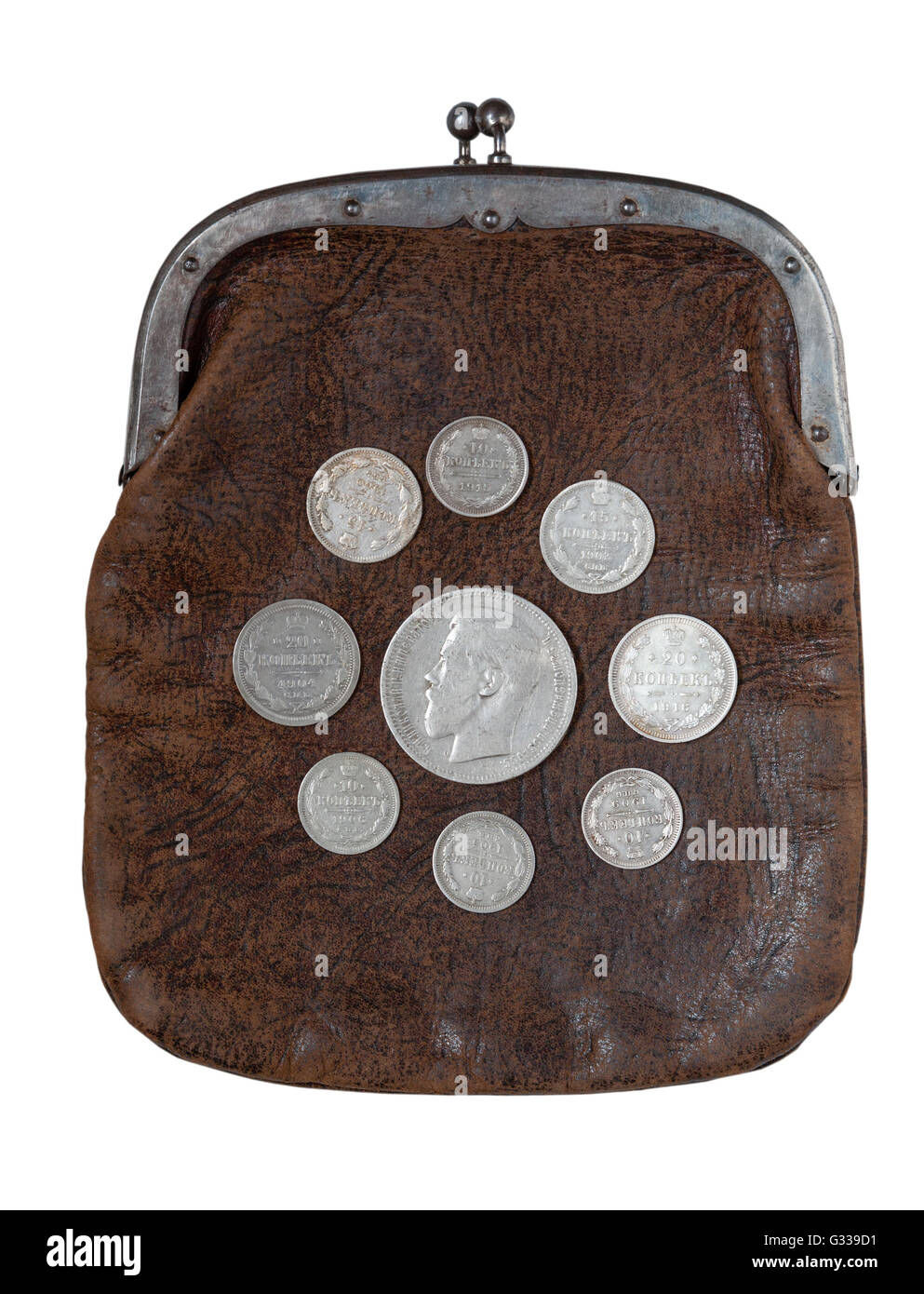 purse with old silver coins Stock Photo - Alamy