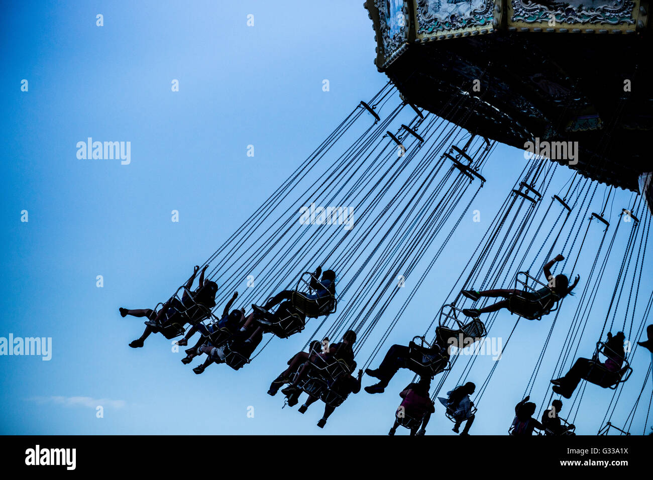 Amusement Park Flying Coaster Stock Photos & Amusement Park Flying ...