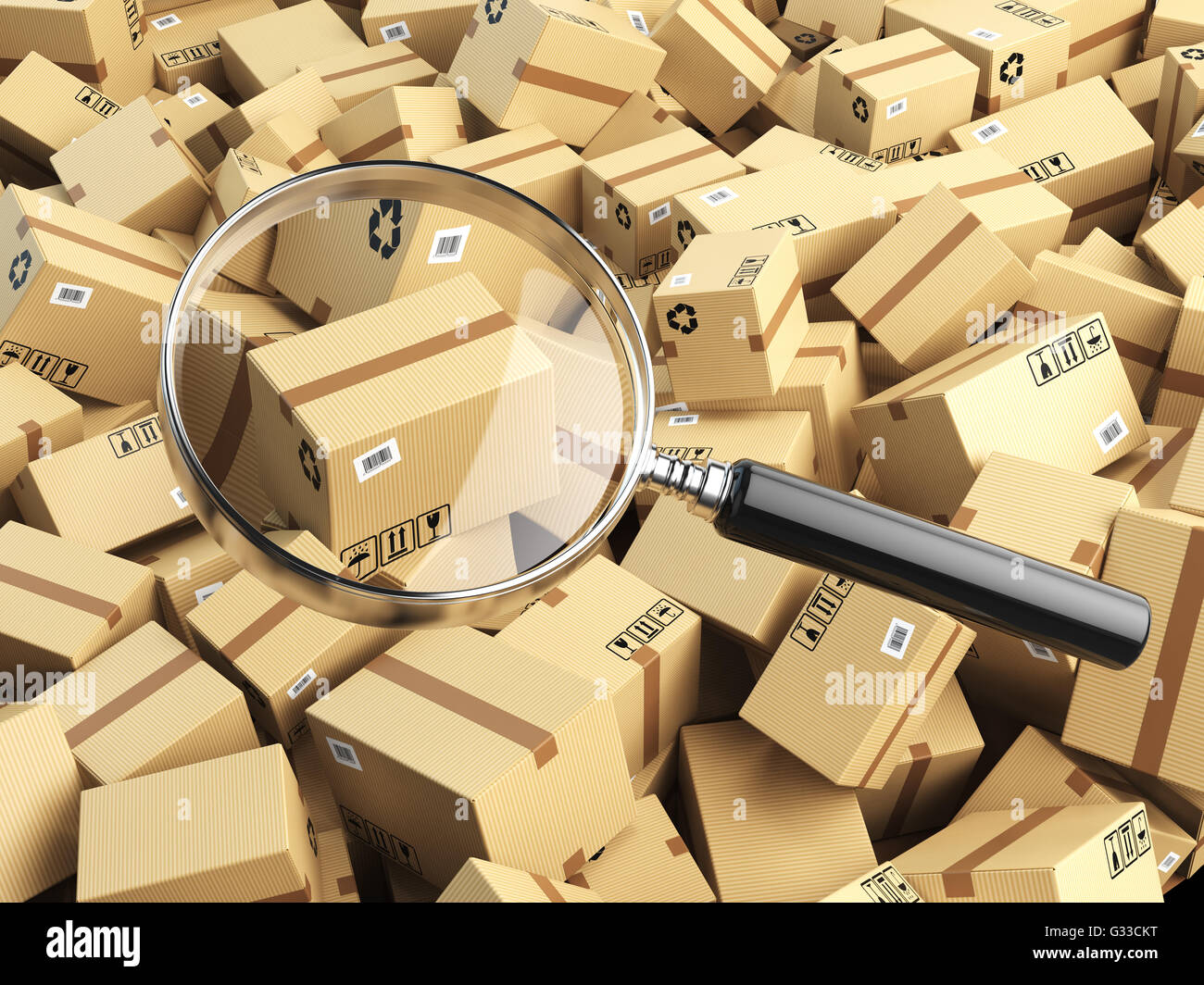 Delivery, shipping, logistics concept. Cardboard box tracking search ...