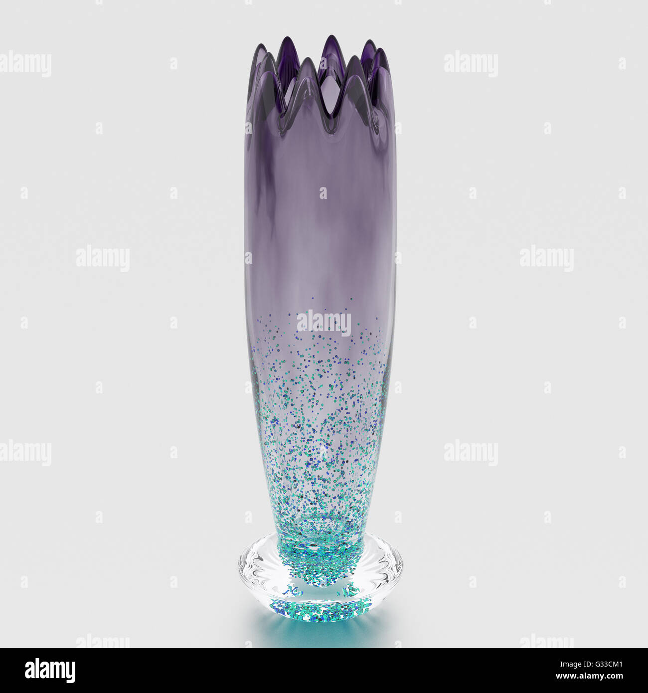 Glass vase isolated on white background. Colorful crystals. Include ...