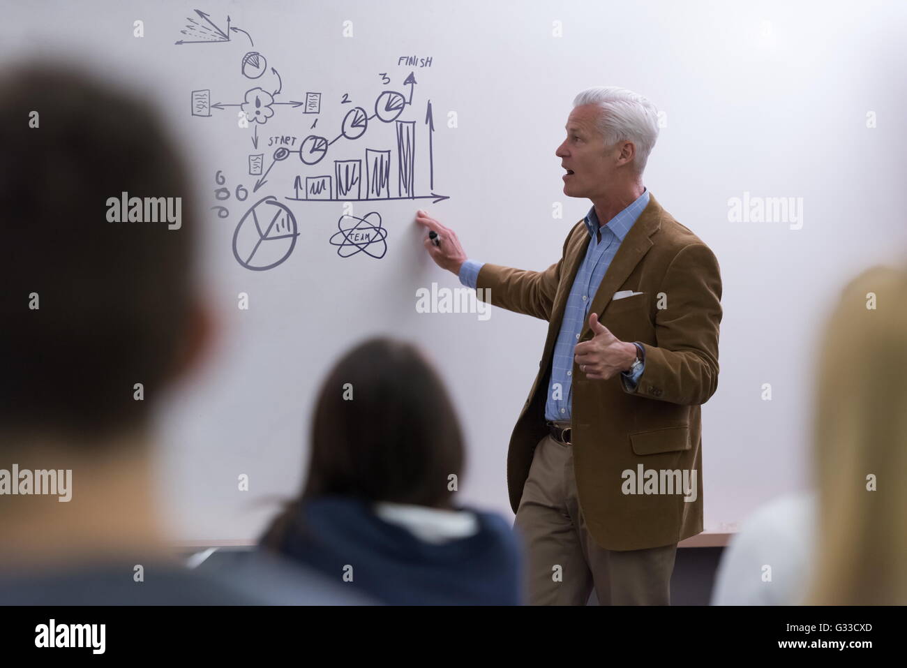 group of students study with professor in modern school classroom Stock ...