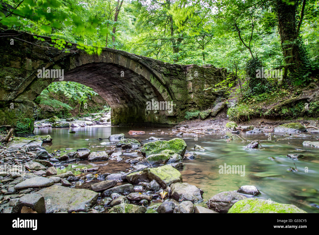 Old concrete bridge over a rocky stream Stock Photo - Alamy