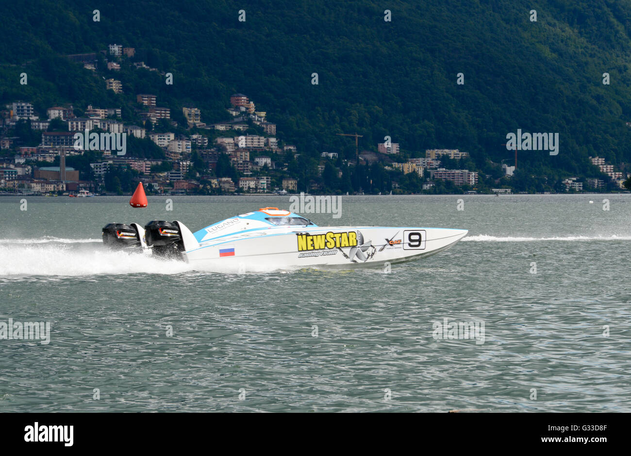 Lugano, Switzerland - 5 June 2016: Speed boat at XCat World Offshore ...