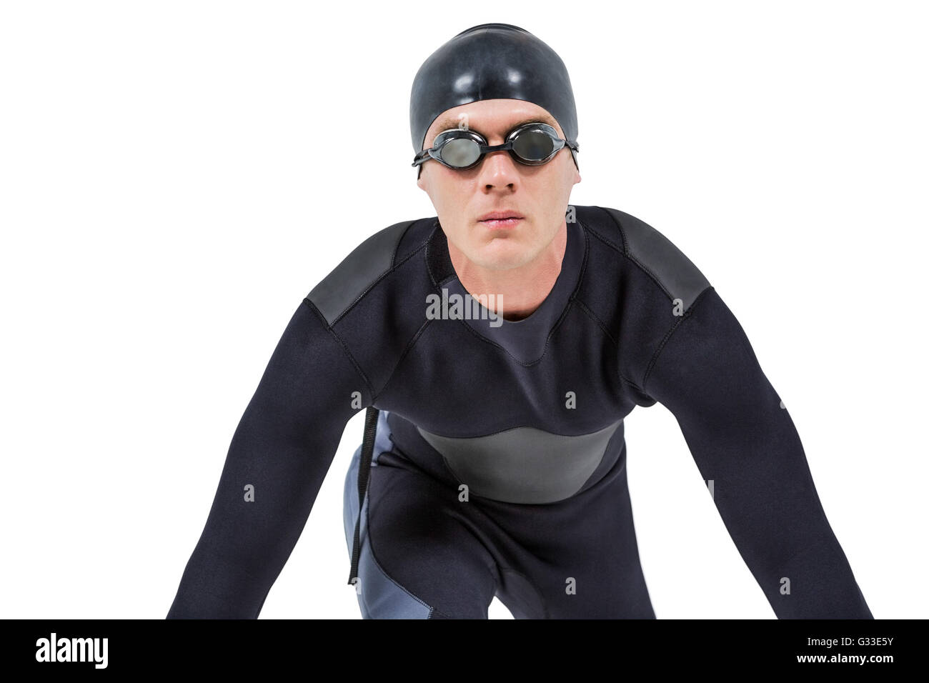 Confident swimmer in wetsuit Stock Photo - Alamy