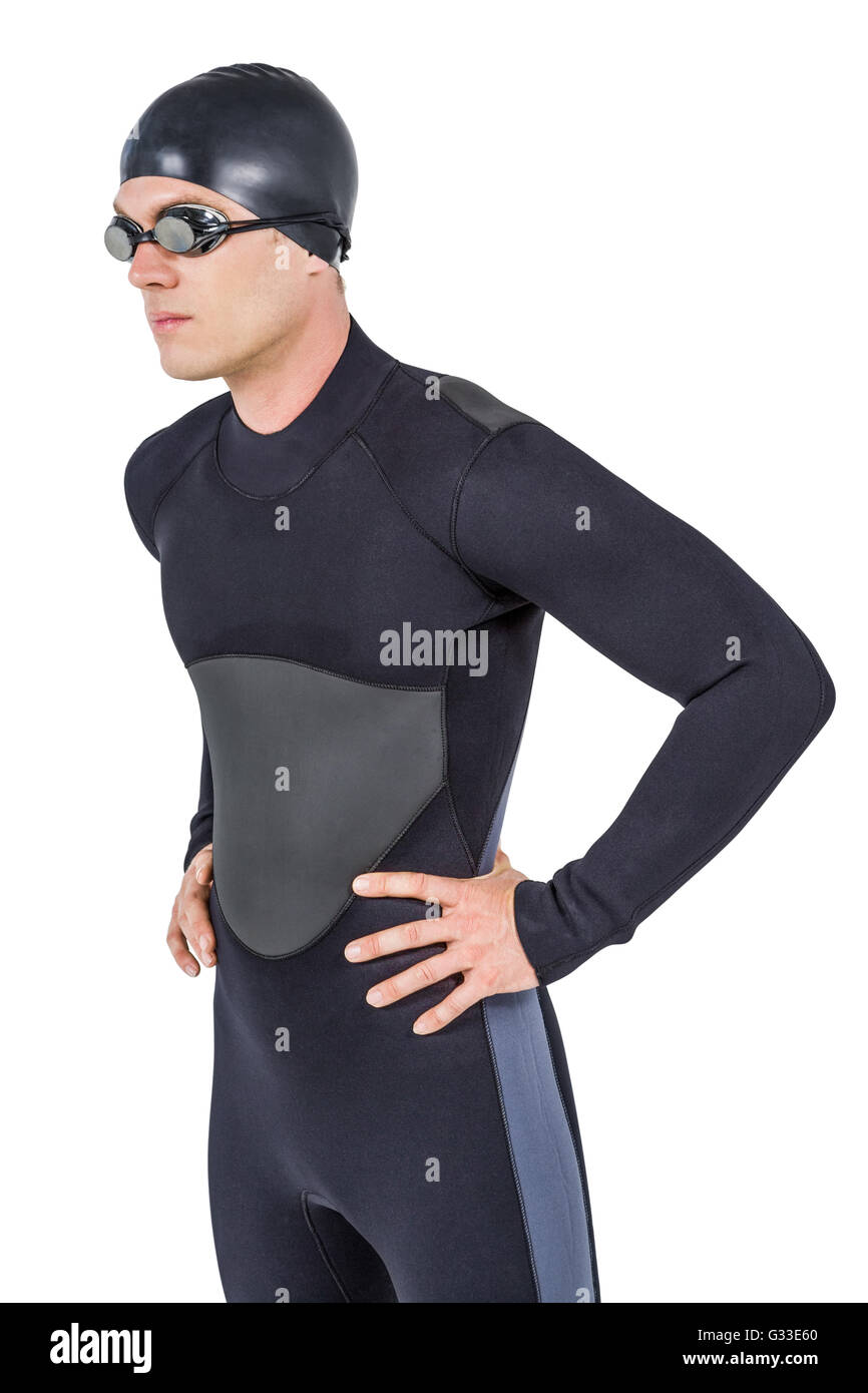 Confident swimmer in wetsuit Stock Photo - Alamy
