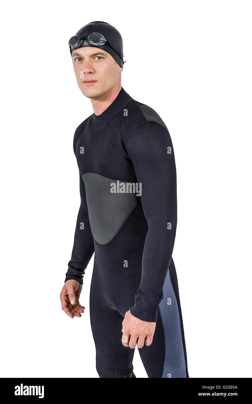 Portrait happy male swimmer hi-res stock photography and images - Alamy