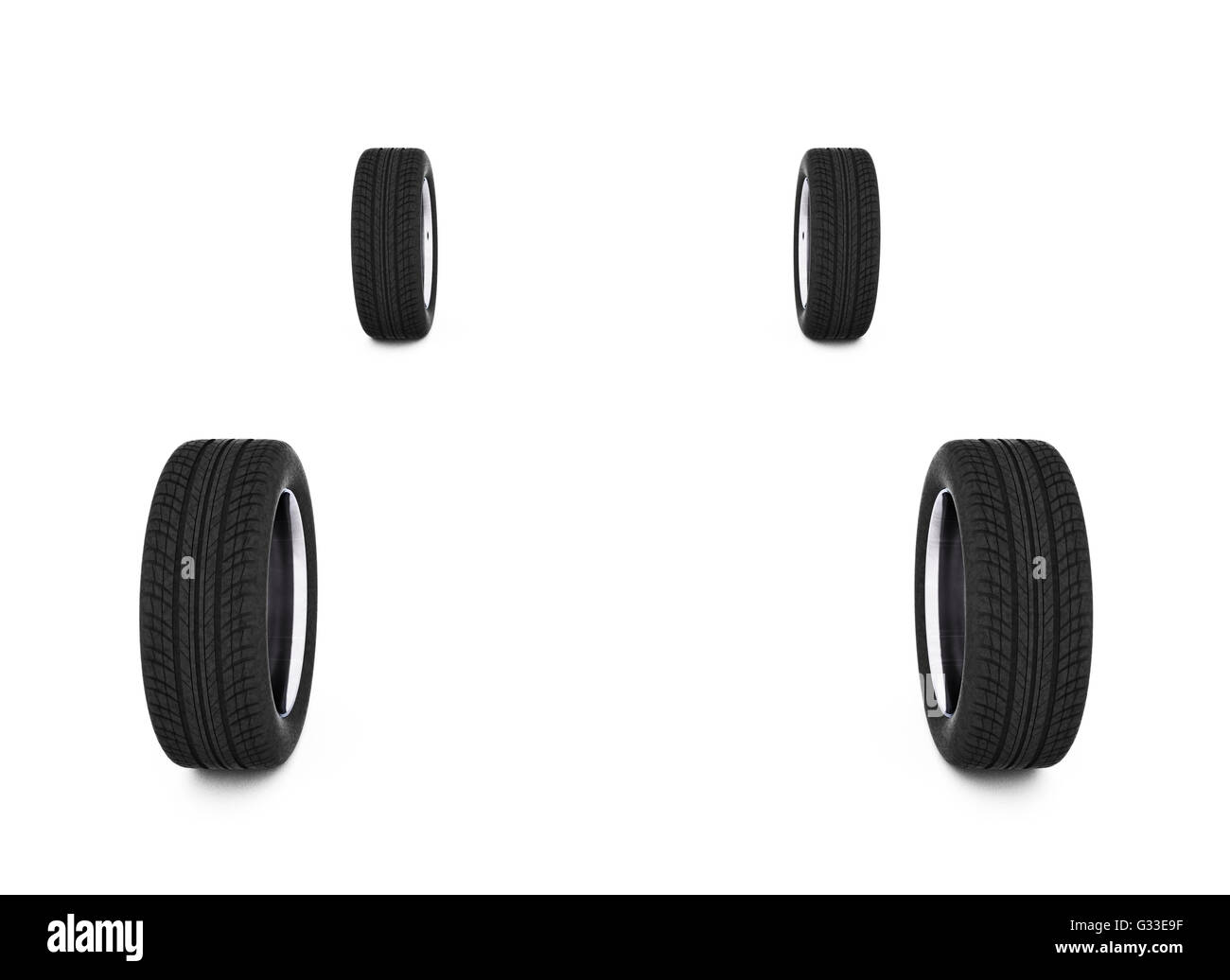 Four car wheels isolated on a white background. Include clipping path ...