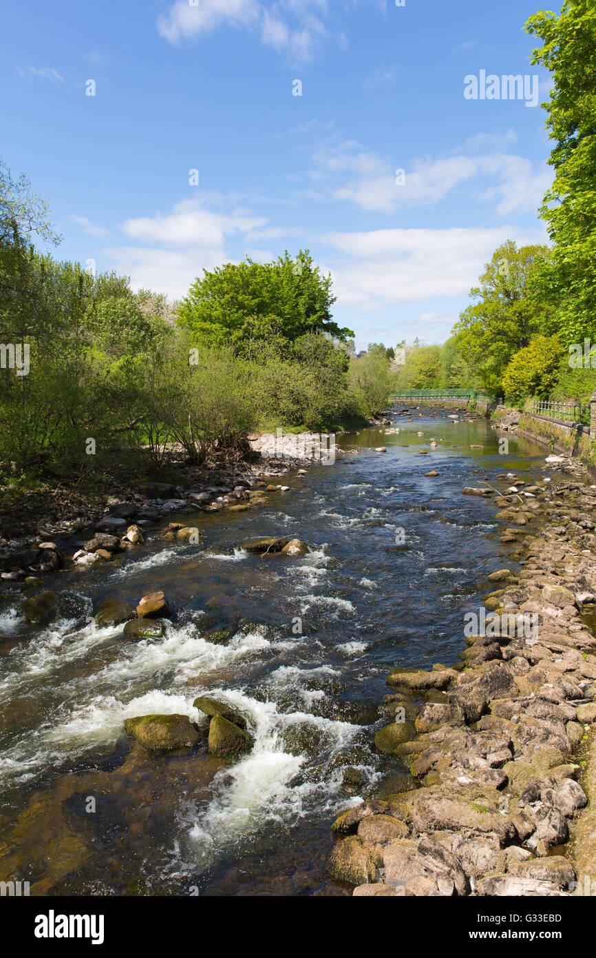 Dunblane Scotland UK view of the Allan Water river in summer which runs ...