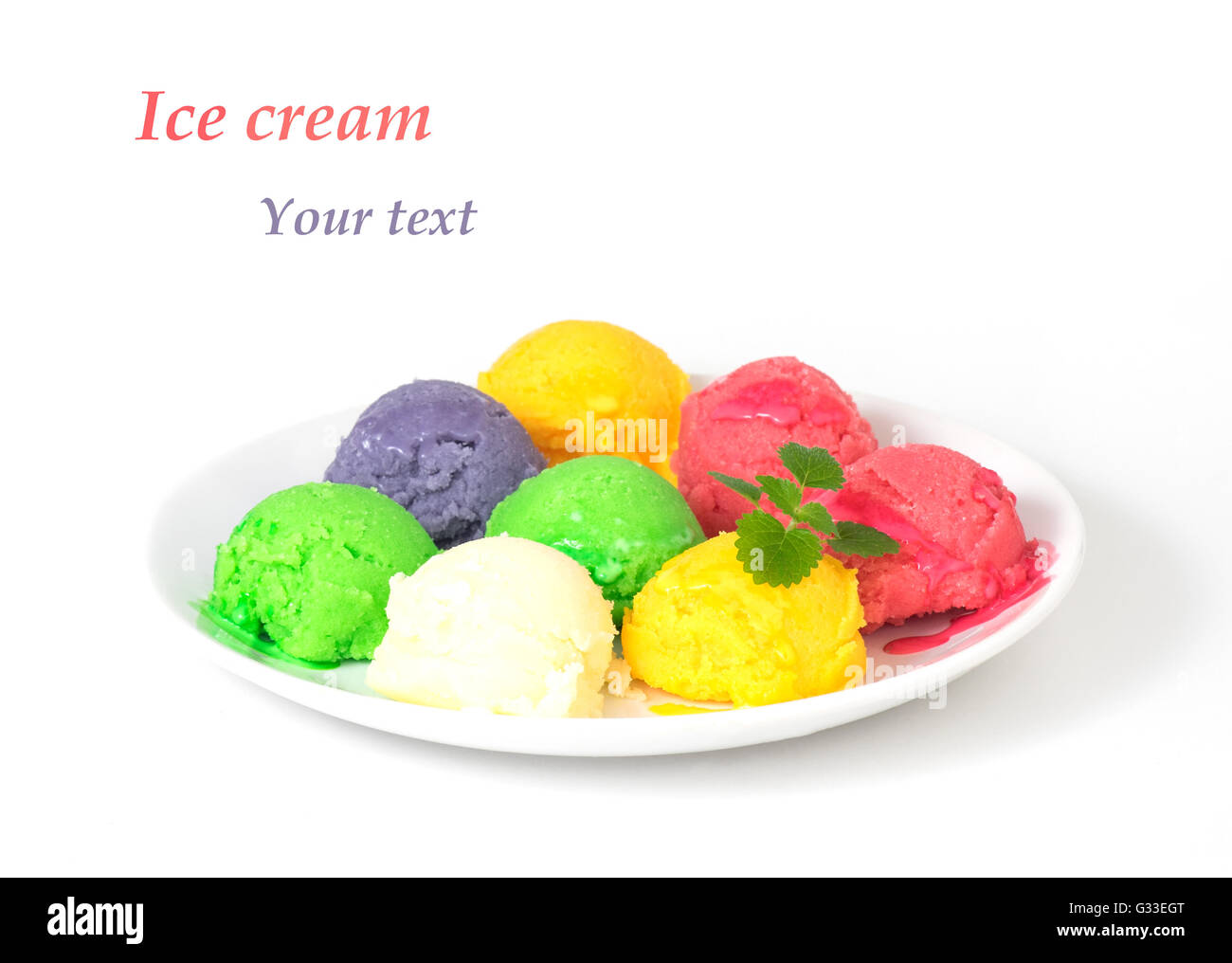 Delicious fruit ice sorbet isolated on white Stock Photo - Alamy
